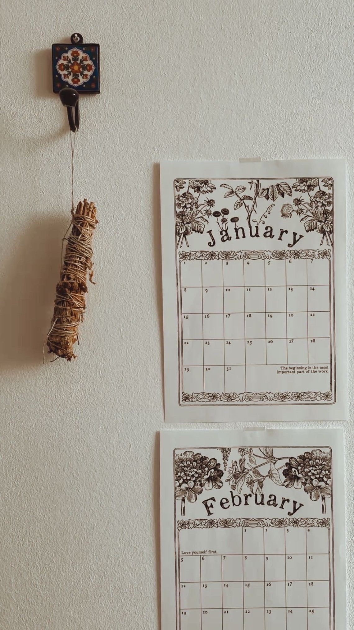 2024 Printable Calendar Whimsical, Vintage, Botanical Art, Witch ...