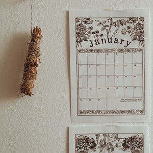2024 Printable Calendar Whimsical, Vintage, Botanical Art, Witch ...