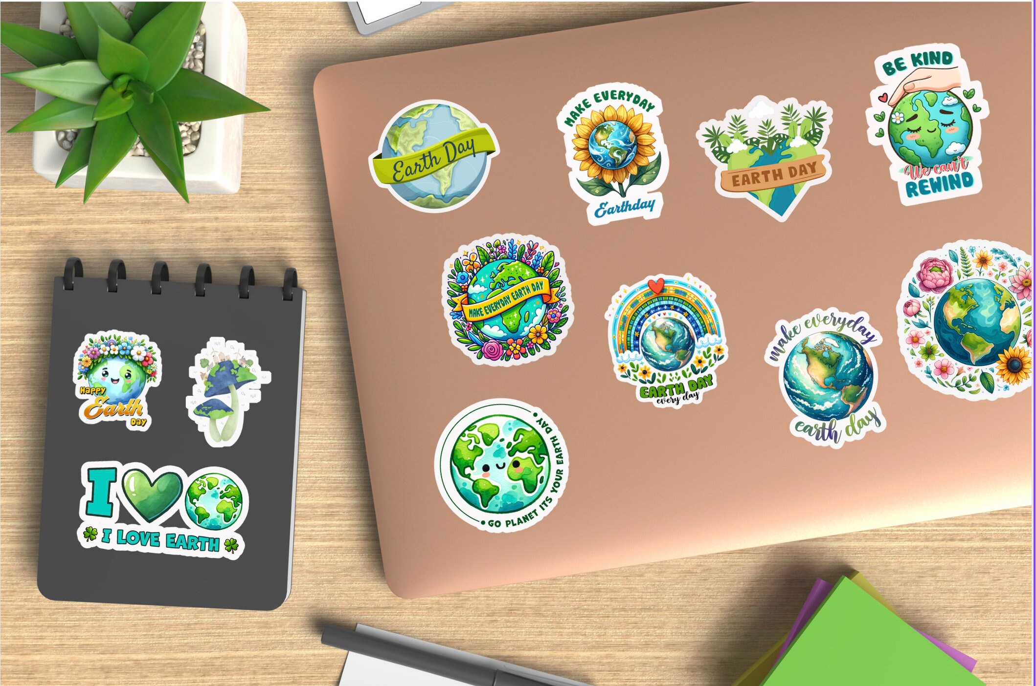 EARTH DAY STICKER Set Vinyl Water Resistant Laptop Stickers Journal ...