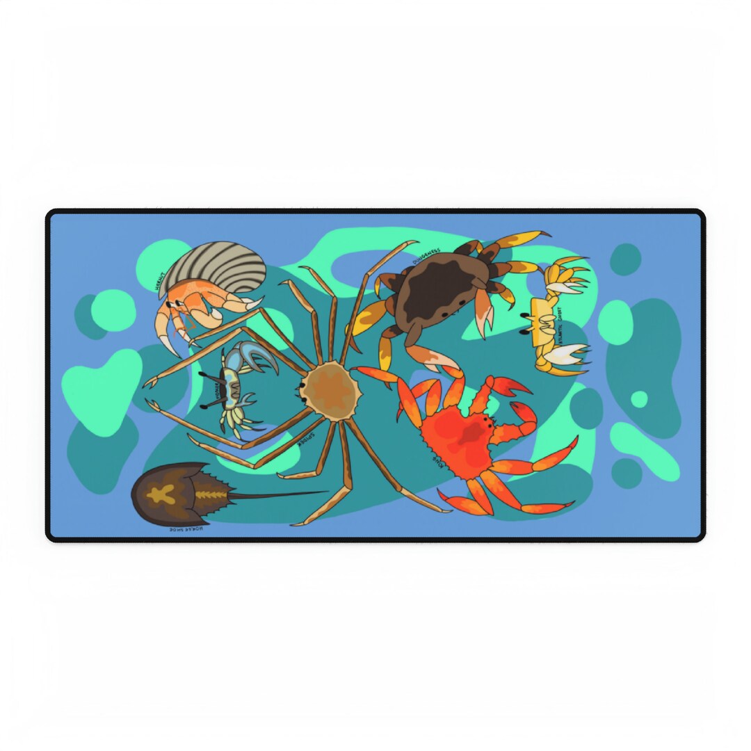 Crab Desk Mat, Fun Crab Design Desk Mat, Marine Lover Gift, Ocean Lover ...