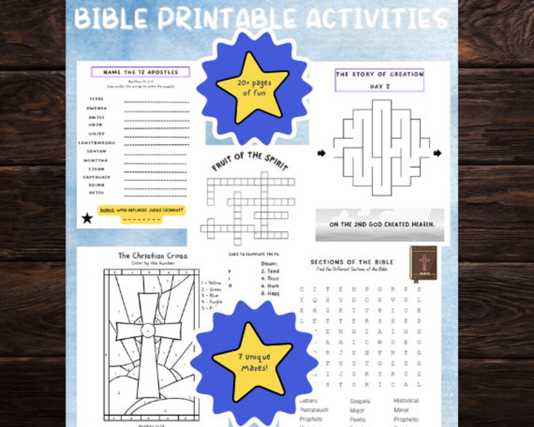 Over 20 Pages! Kids Bible Fun Activity Bundle - Etsy