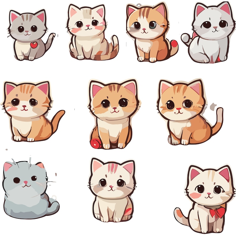 Cats Clipart Bundle 10 PNG & JPG Cute Cats PNG Perfect for Card Making ...