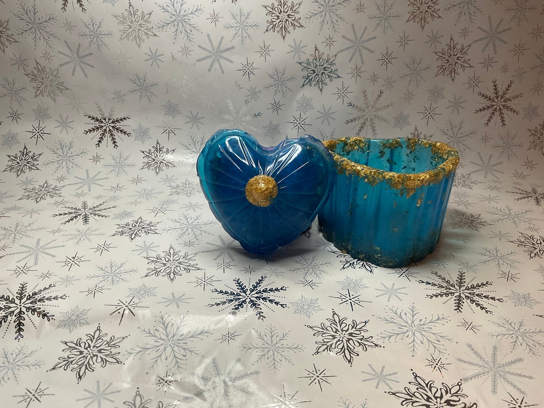 Blue and Gold Heart Shaped Container - Etsy