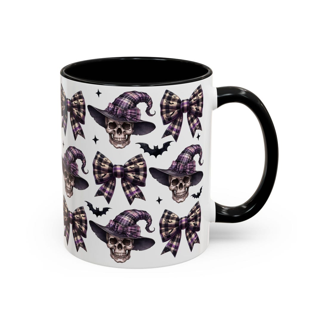 Skull and Bow Coquette Mug, Halloween Skull, Fall Mug, Coquette ...