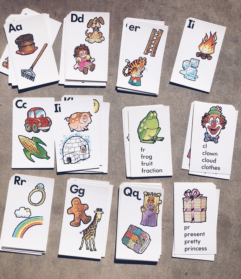 Vintage Cartoon Craft Flash Cards Set - Whimsical Imagery for Creative ...