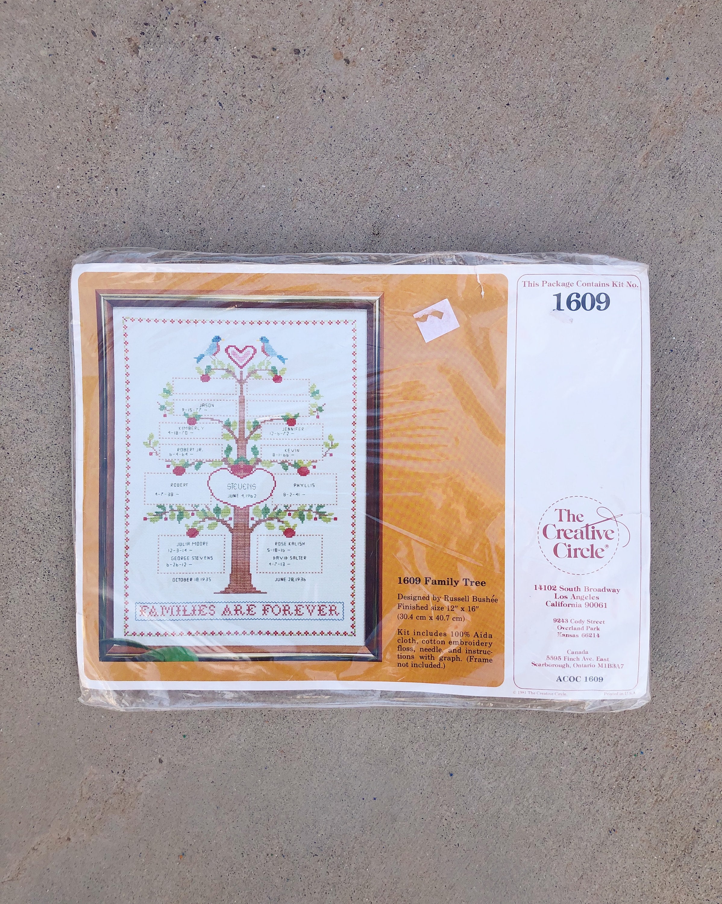 Vintage Family Tree Counted Cross Stitch Kit (kit No. 1609) by Russel ...
