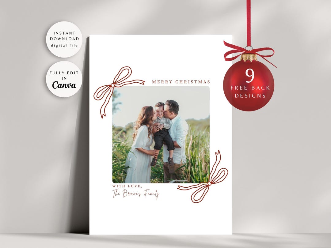 Modern Christmas Card Template 2025, Holiday Photo Card, Minimalist ...