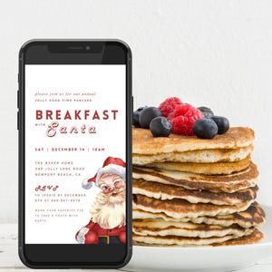 Breakfast With Santa Flyer, Christmas Party Invitation, Photos With ...