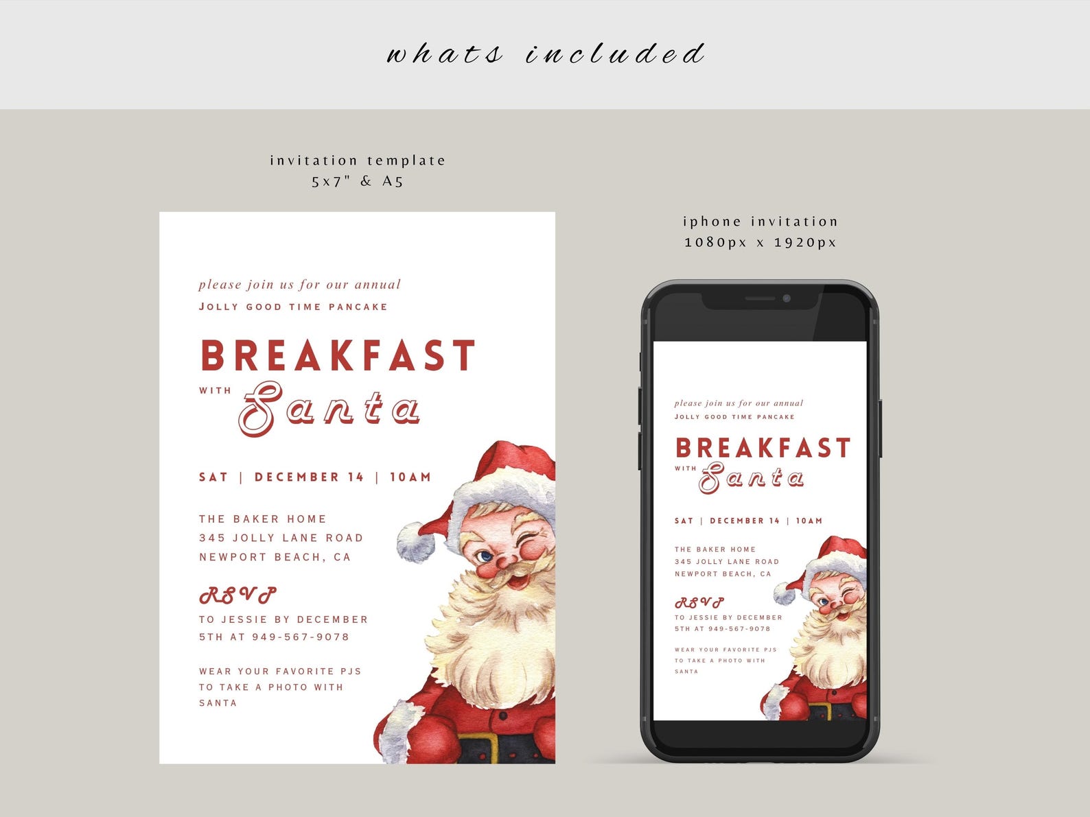 Breakfast With Santa Flyer, Christmas Party Invitation, Photos With ...