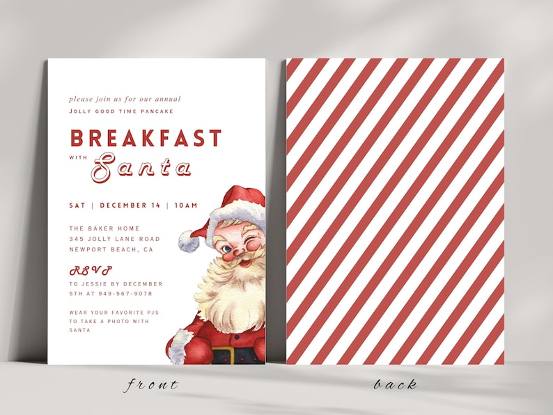 Breakfast With Santa Flyer, Christmas Party Invitation, Photos With ...