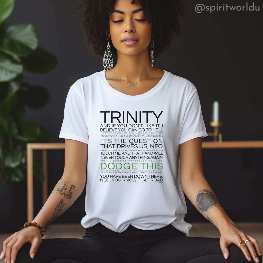 The Matrix TRINITY Movie Quote Collage Shirt, Sweater or Hoodie. Unique ...
