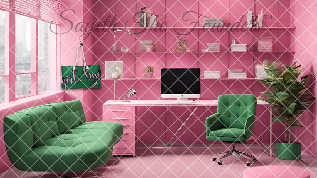 Zoom Virtual Background - Pink and Green Offices (4) Varying Sizes - Etsy