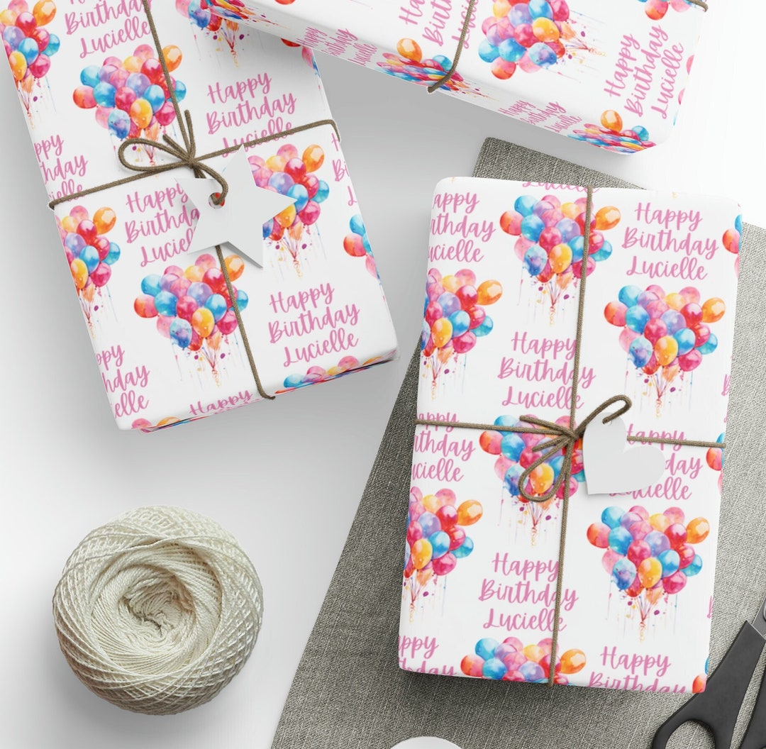 Custom Birthday Wrapping Paper, Birthday Balloons Wrapping Paper ...