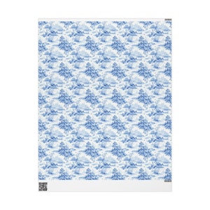 French Toile Wrapping Paper, Blue and White Wrapping Paper, French Gift ...