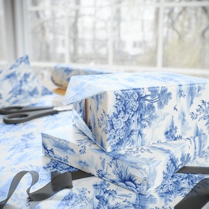French Toile Wrapping Paper, Blue and White Wrapping Paper, French Gift ...