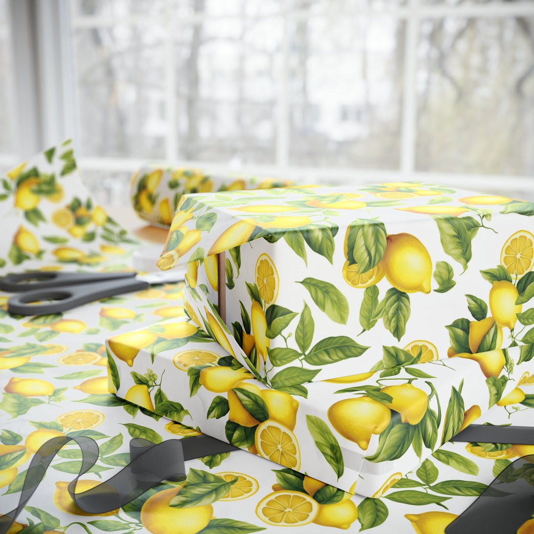Lemon Wrapping Paper, Lemon Citrus Wrapping Paper, Lemons Wrapping ...