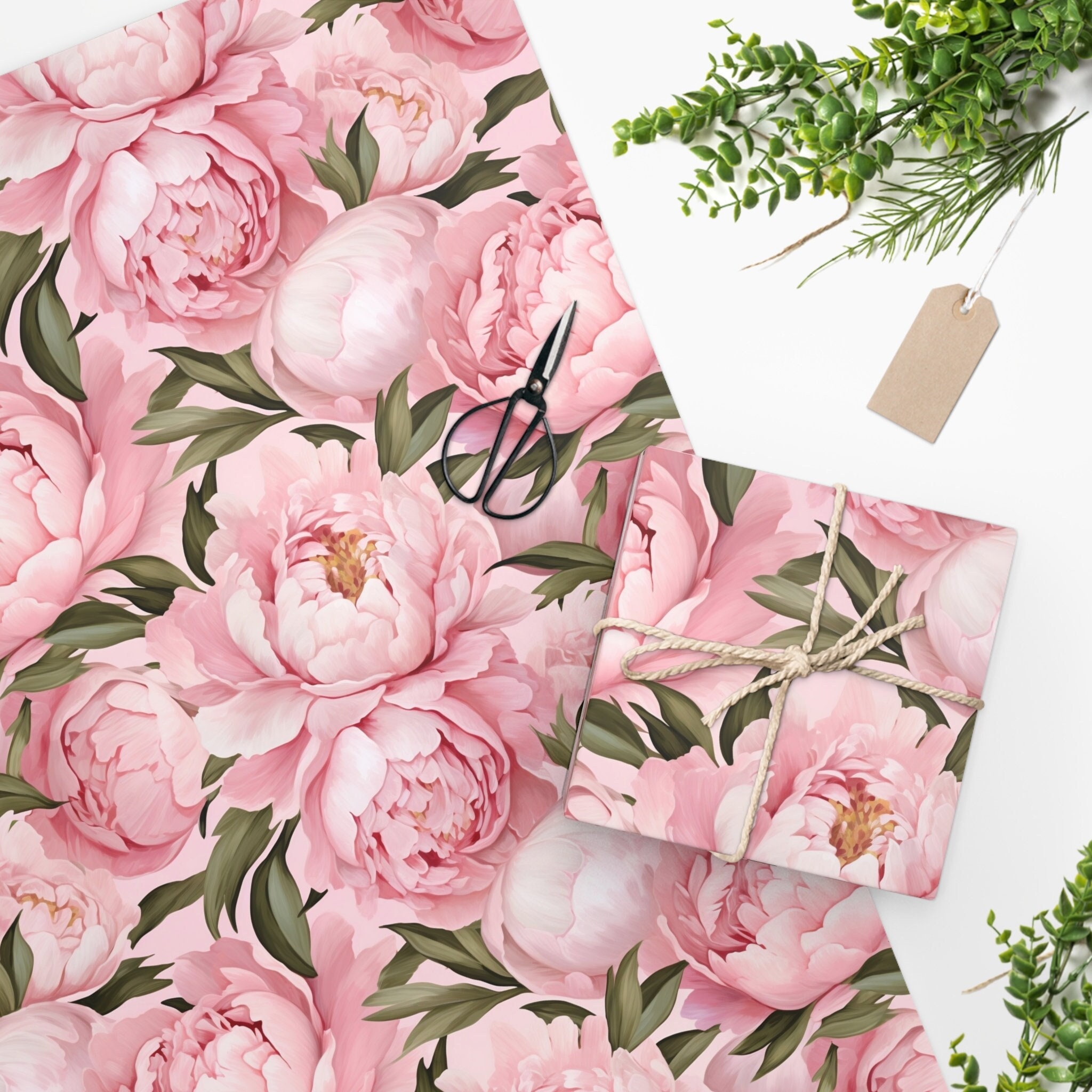 Pink Peony Floral Wrapping Paper, Luxury Gift Wrap - Etsy