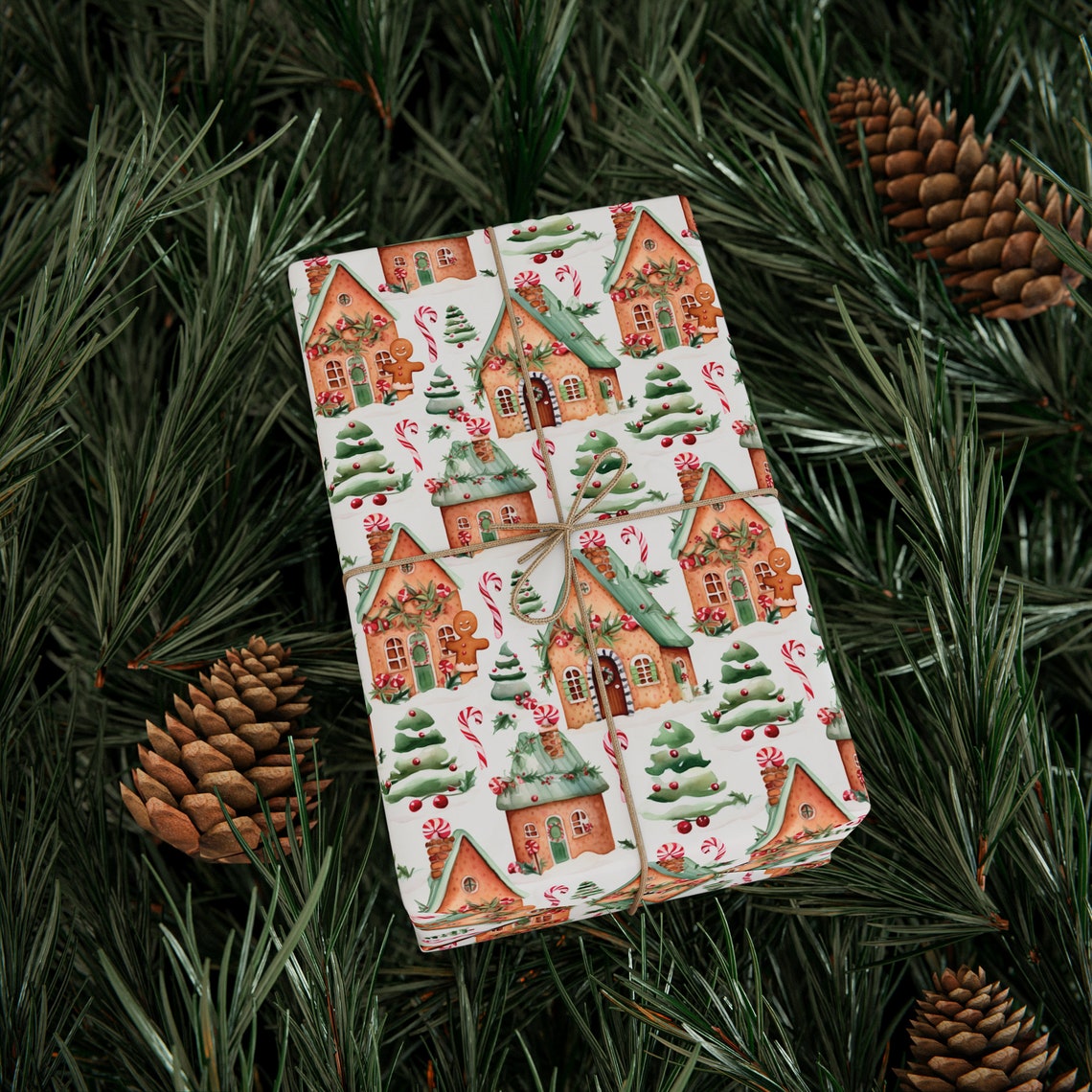 Christmas Wrapping Paper, Gingerbread House Wrapping Paper, Christmas ...