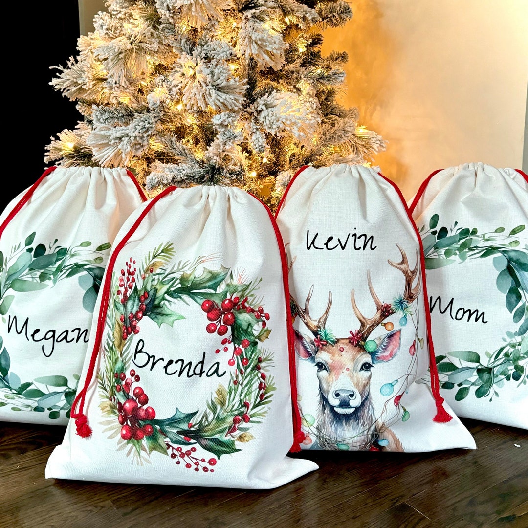 Custom Christmas Bag, Santa Sack With Name, Custom Linen Santa Bag ...