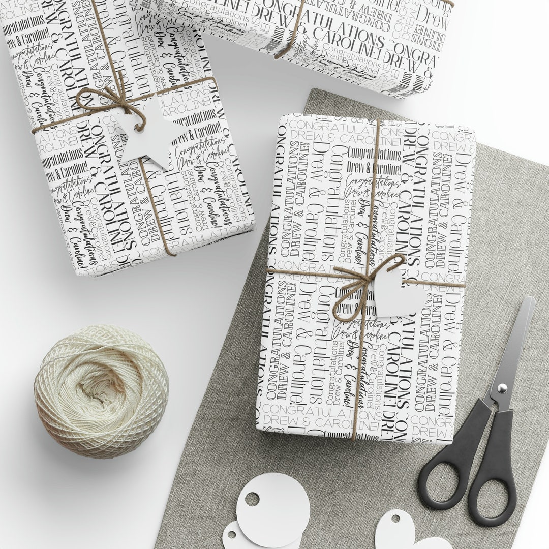 Custom Congrats Wrapping Paper, Custom Black and White Wrapping Paper ...