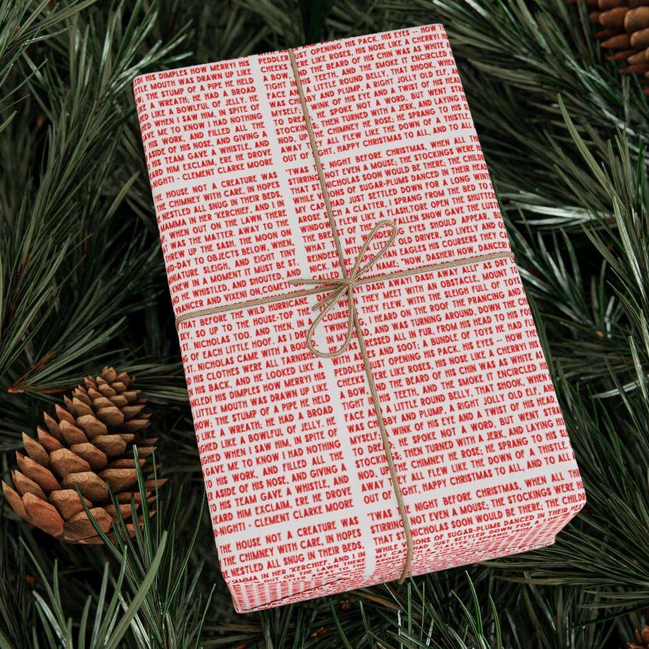 Christmas Wrapping Paper, Twas the Night Before Christmas Poem Wrapping ...