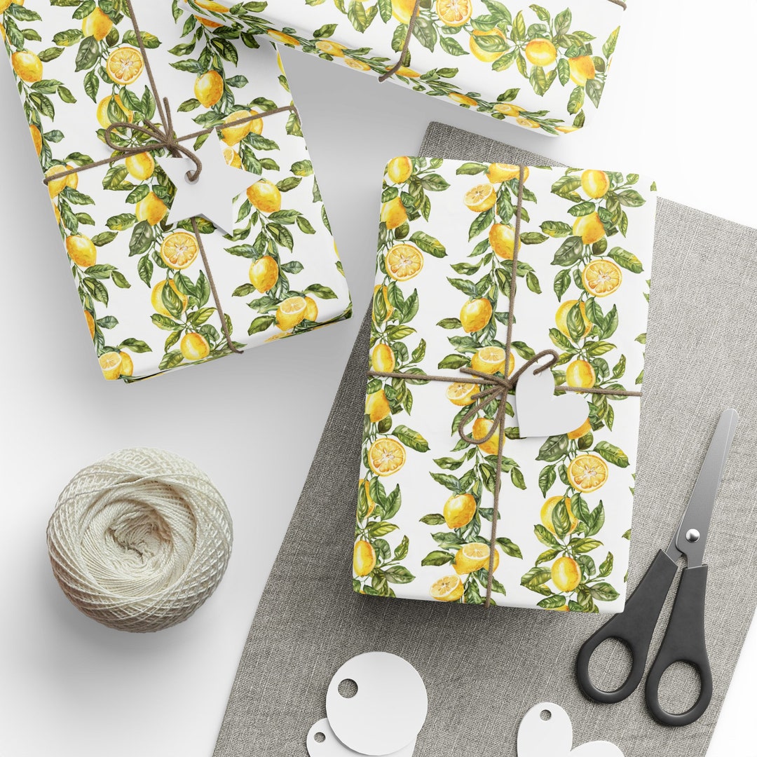 Lemon Garland Wrapping Paper, Lemon Wrapping Paper, Lemons Wrapping ...