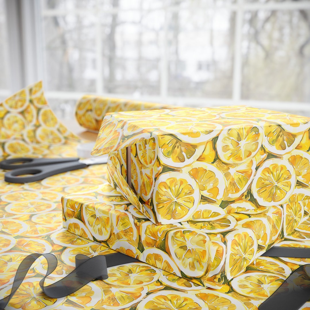 Lemon Painting Wrapping Paper, Sliced Lemon Wrapping Paper, Lemon ...