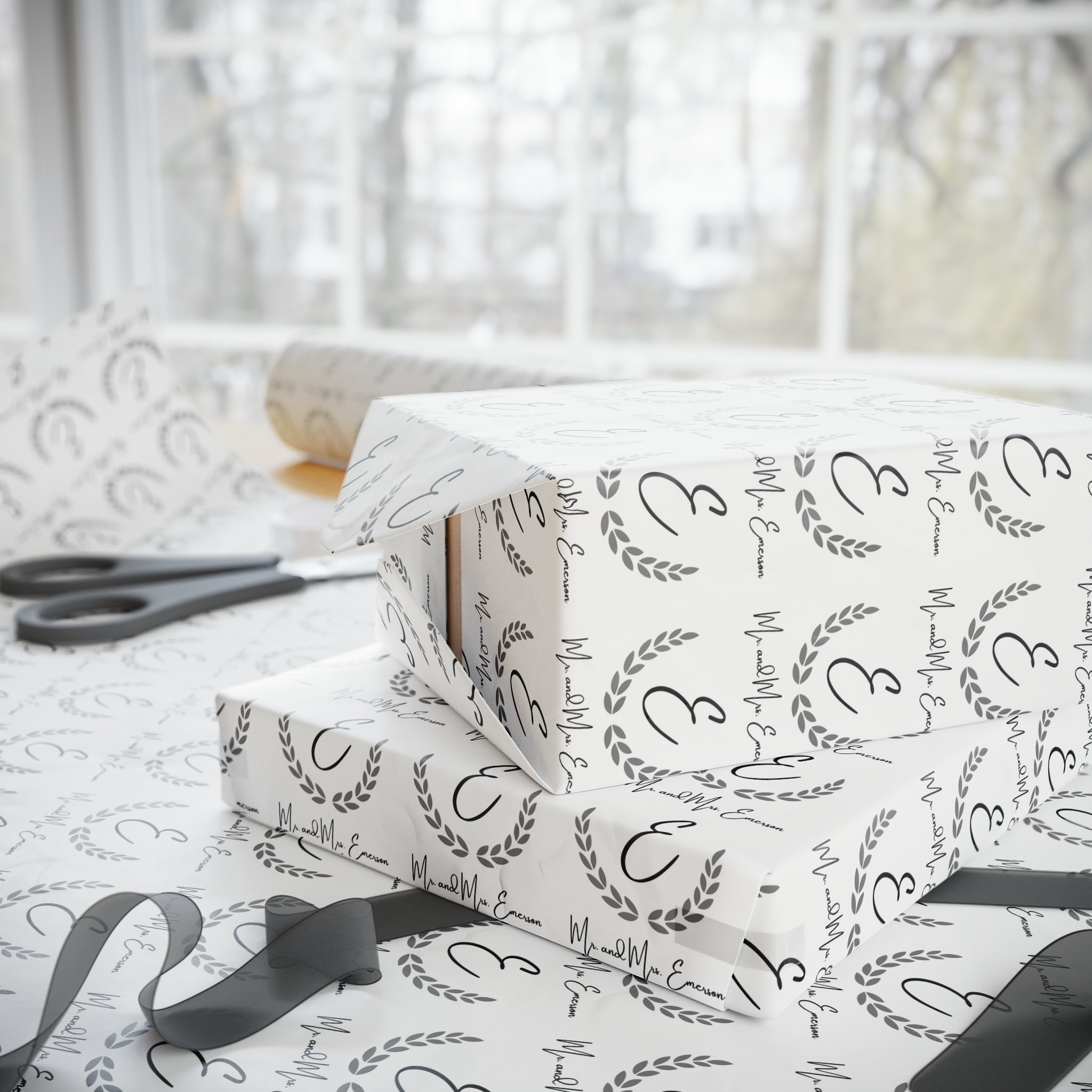 Custom Mr. and Mrs. Wrapping Paper, Custom Newly Weds Wrapping Paper ...