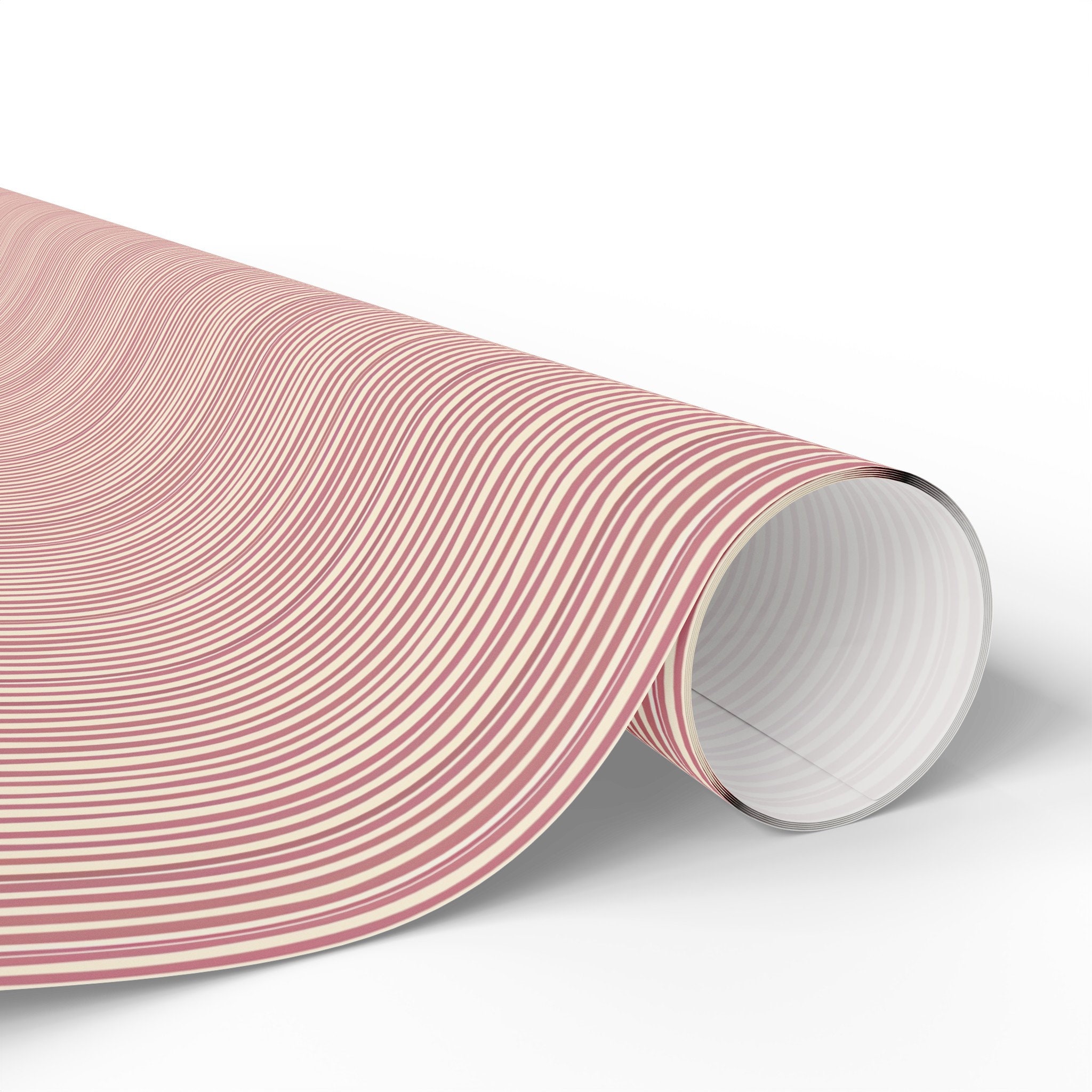 Thin Stripes on Mauve Pink Wrapping Paper, Cream Stripes on Pink ...