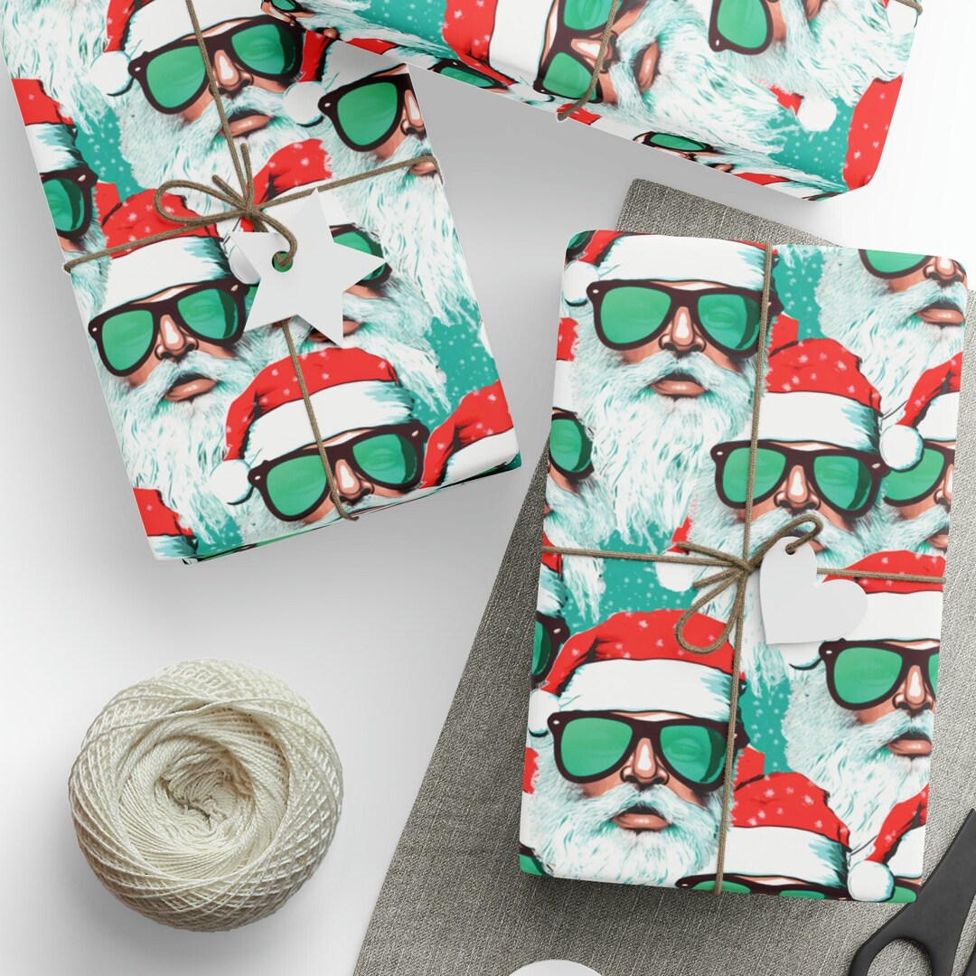 Christmas Wrapping Paper, Fun Retro Santa Wrapping Paper, Christmas ...