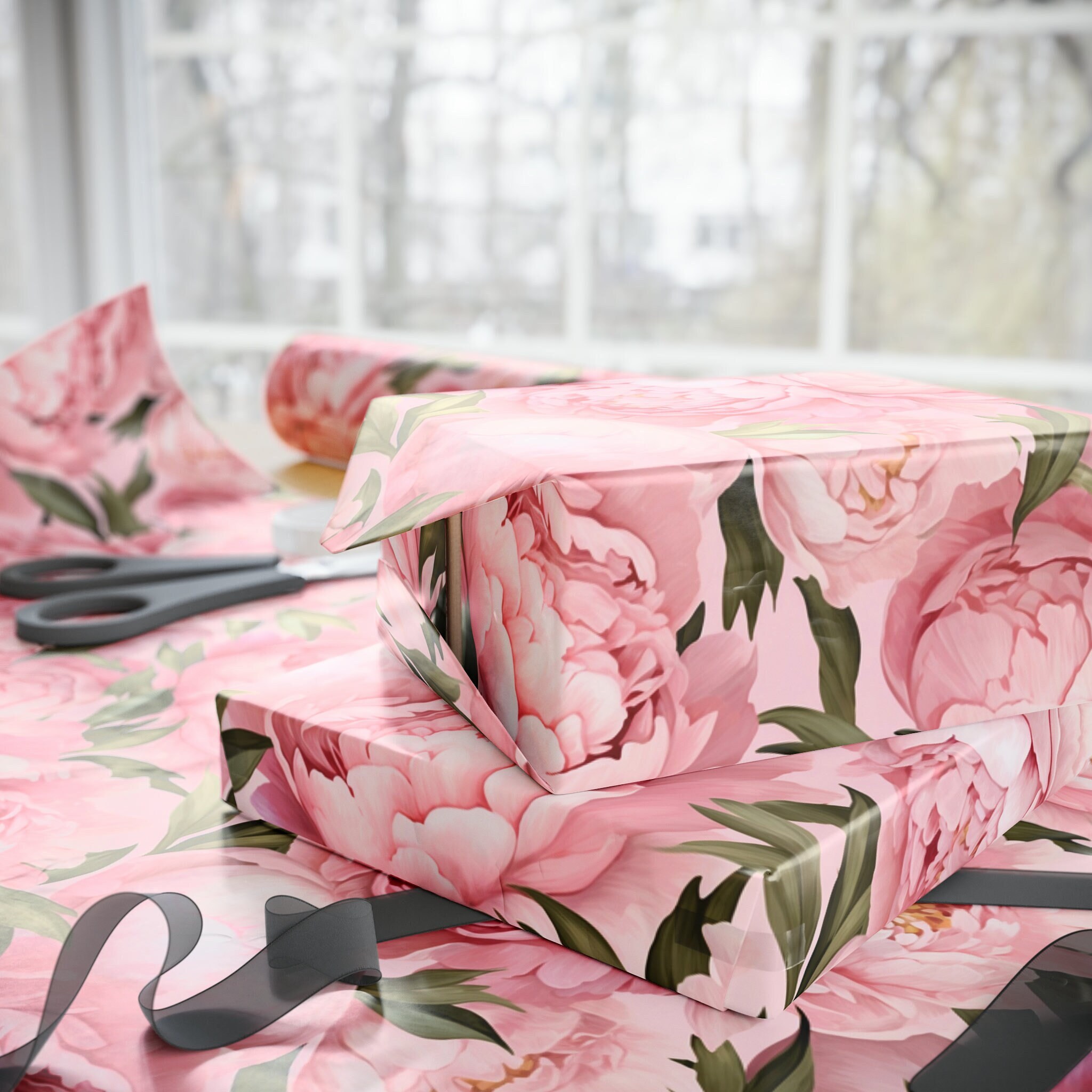 Pink Peony Floral Wrapping Paper, Luxury Gift Wrap - Etsy