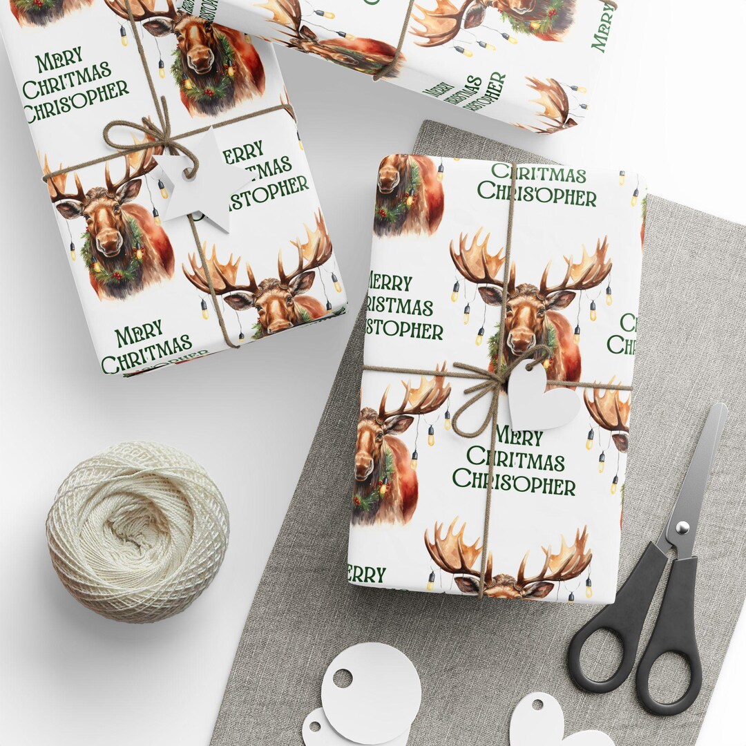 Custom Christmas Wrapping Paper, Custom Moose Christmas Wrapping Paper ...