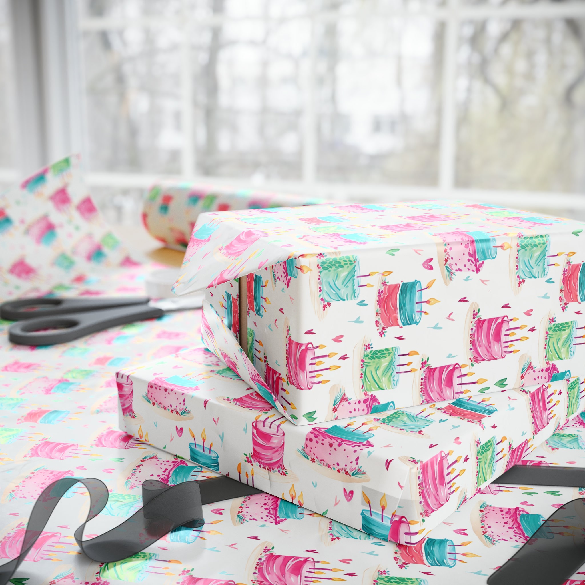Birthday Wrapping Paper, Birthday Cakes Wrapping Paper, Birthday Gift ...