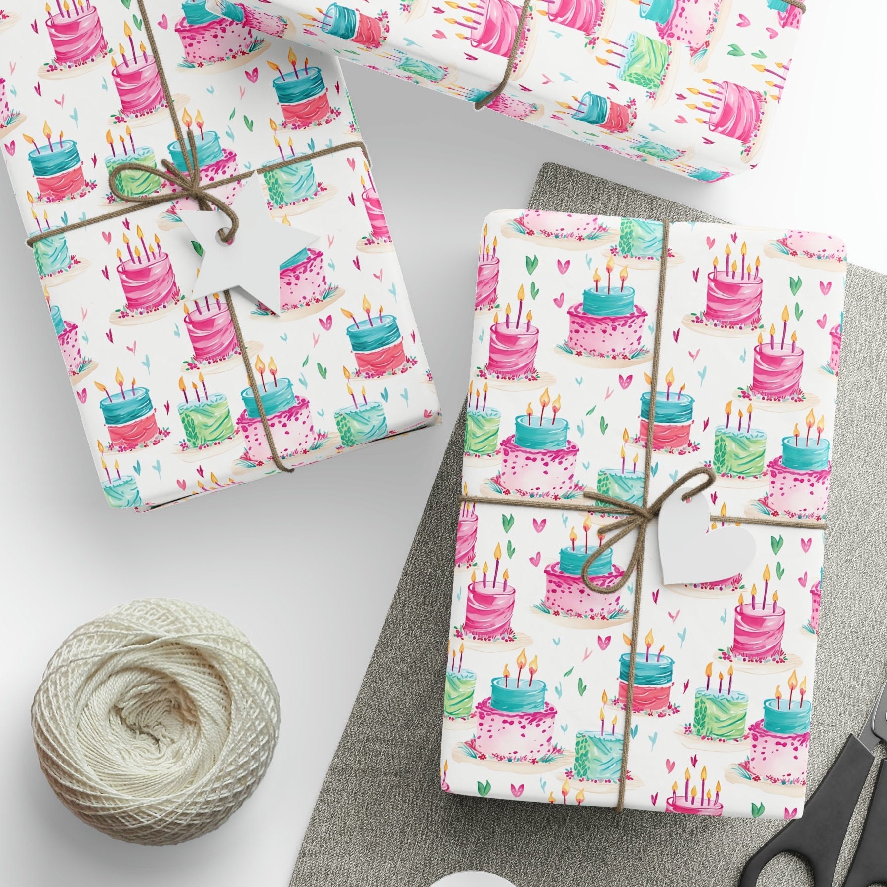 Birthday Wrapping Paper, Birthday Cakes Wrapping Paper, Birthday Gift ...