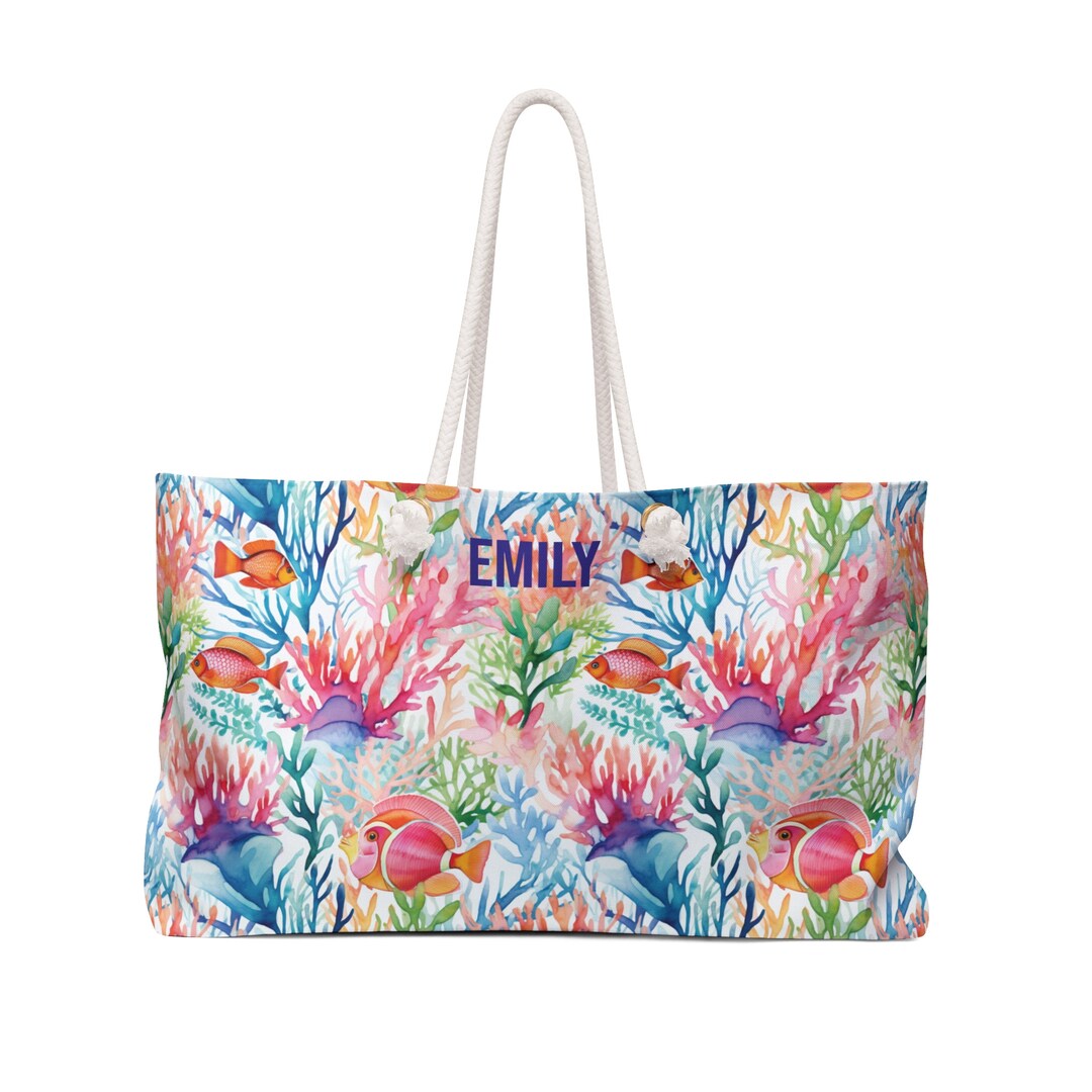 Custom Tropical Reef Fish Tote Bag, Tropical Beach Bag, Custom Beach ...