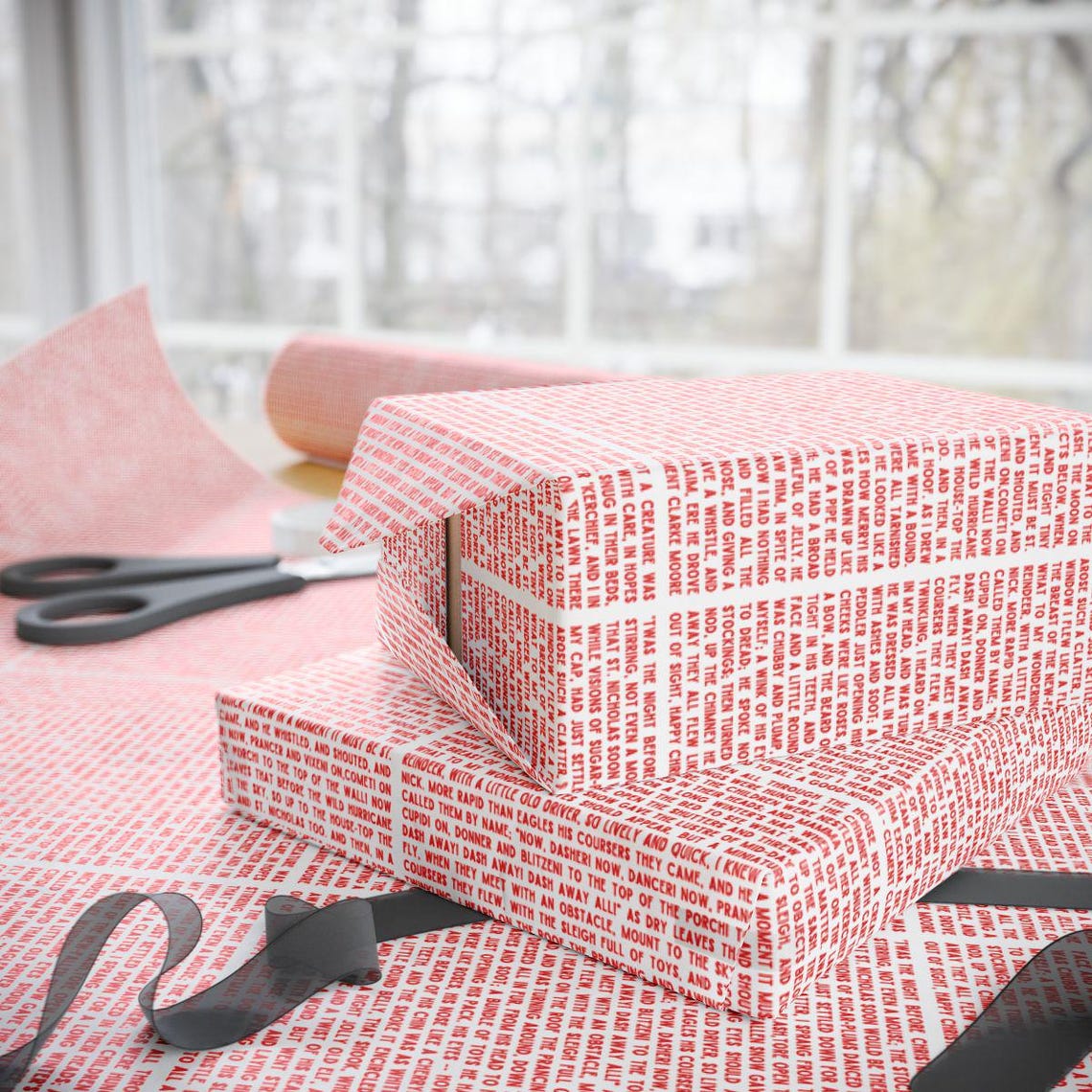 Christmas Wrapping Paper, Twas the Night Before Christmas Poem Wrapping ...