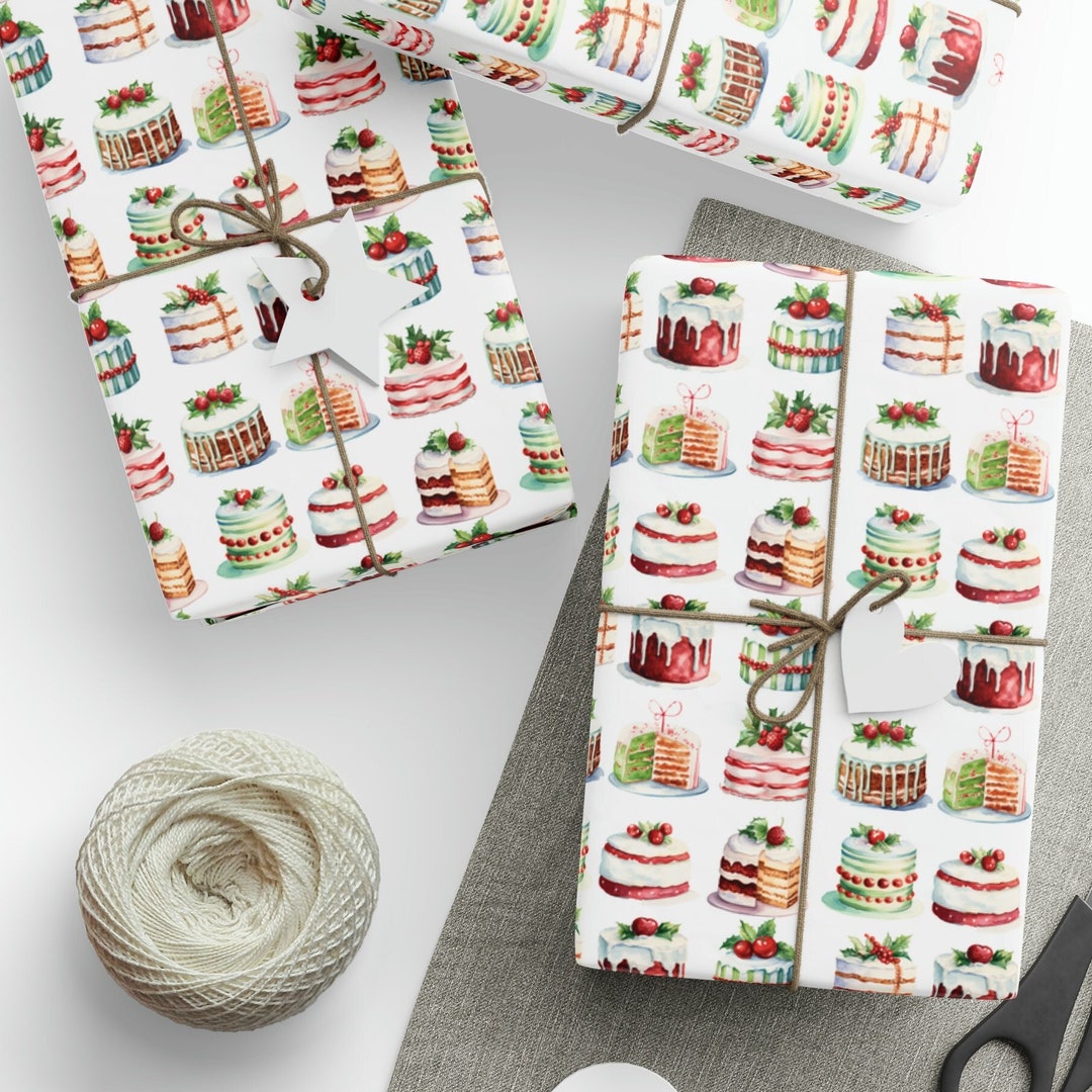 Christmas Cake Wrapping Paper Roll, Holiday Dessert Gift Wrap - Etsy