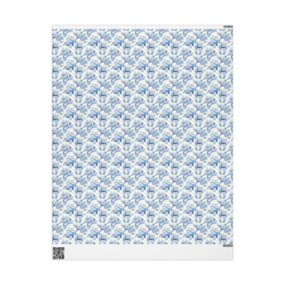 Blue Floral Vase Wrapping Papers, Floral Wrapping Paper, Blue Floral ...