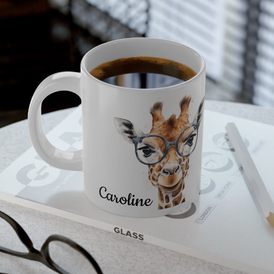 Custom Jumbo Giraffe Mug, Giraffe Wearing Glasses Jumbo Mug, 20oz ...