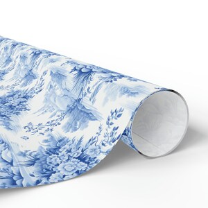 French Toile Wrapping Paper, Blue and White Wrapping Paper, French Gift ...