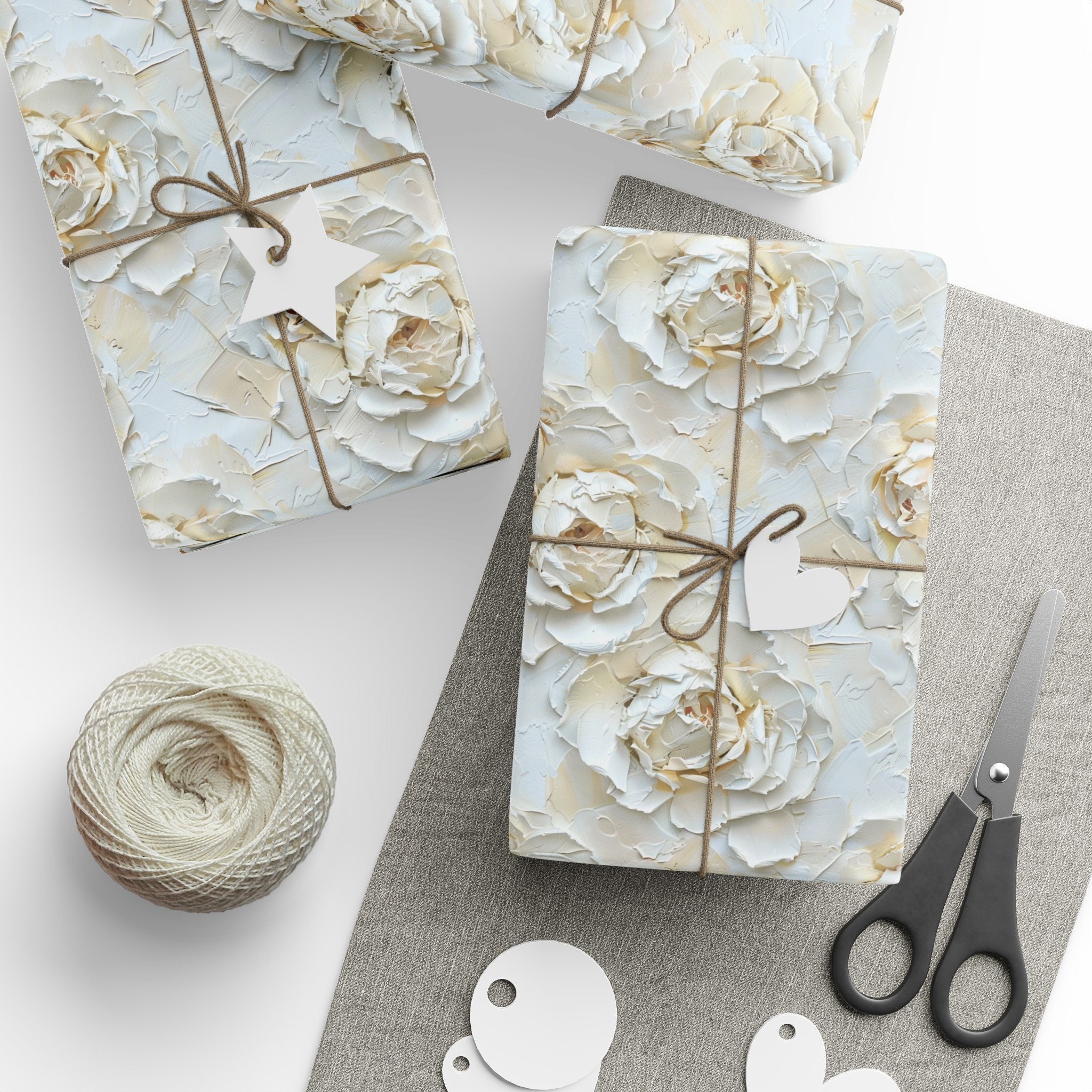 Ivory Roses Painting Wrapping Paper, Ivory Roses Wrapping Paper, Floral ...