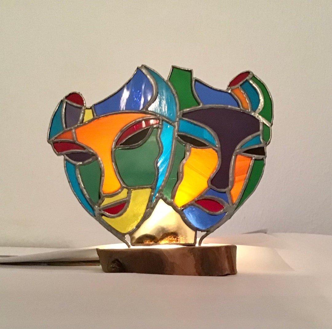 Table Lamp Stained Glass Theatre Masks - Etsy