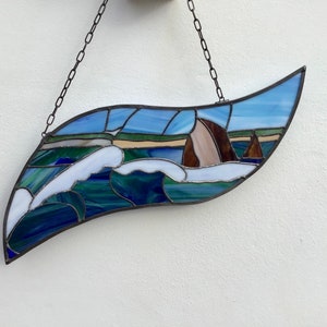 Original Waves Within a Wave, Stained Glass Garden Panel Ornament - Etsy