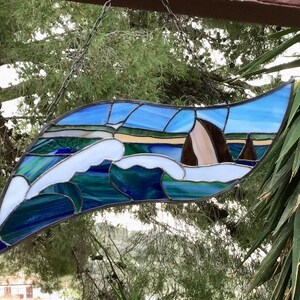 Original Waves Within a Wave, Stained Glass Garden Panel Ornament - Etsy