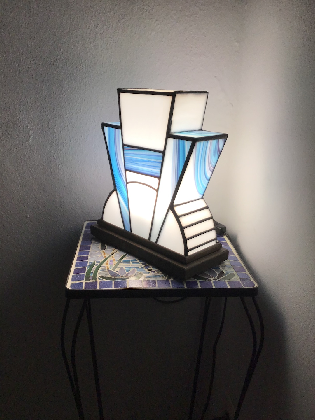 Three Dimension Stained Glass Modern Art Deco Table Lamp - Etsy