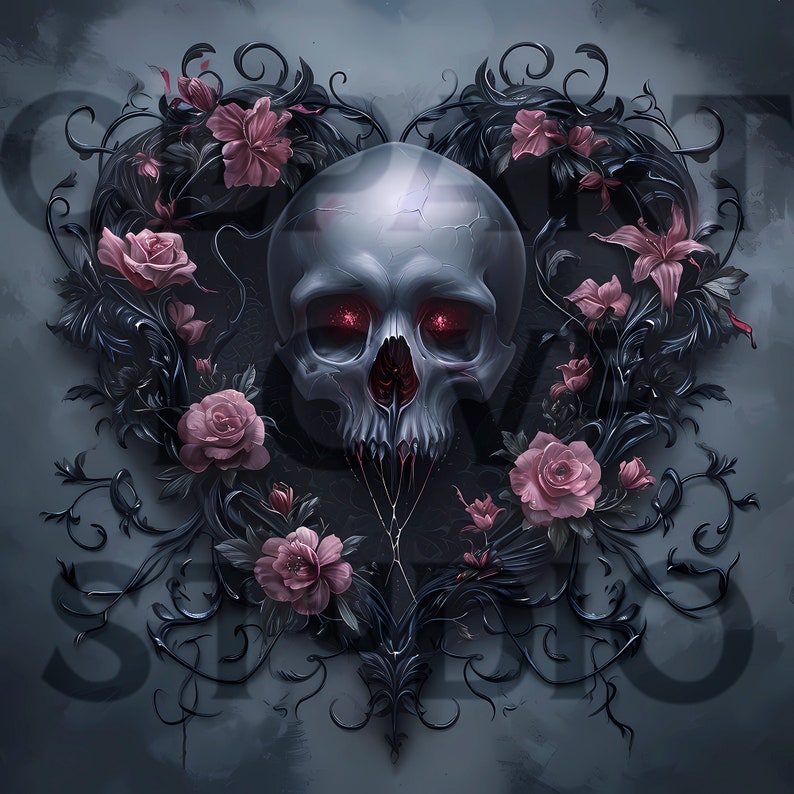 Gothic Hearts & Skulls Package 2, Clipart, 50 Digital Images in JPG ...