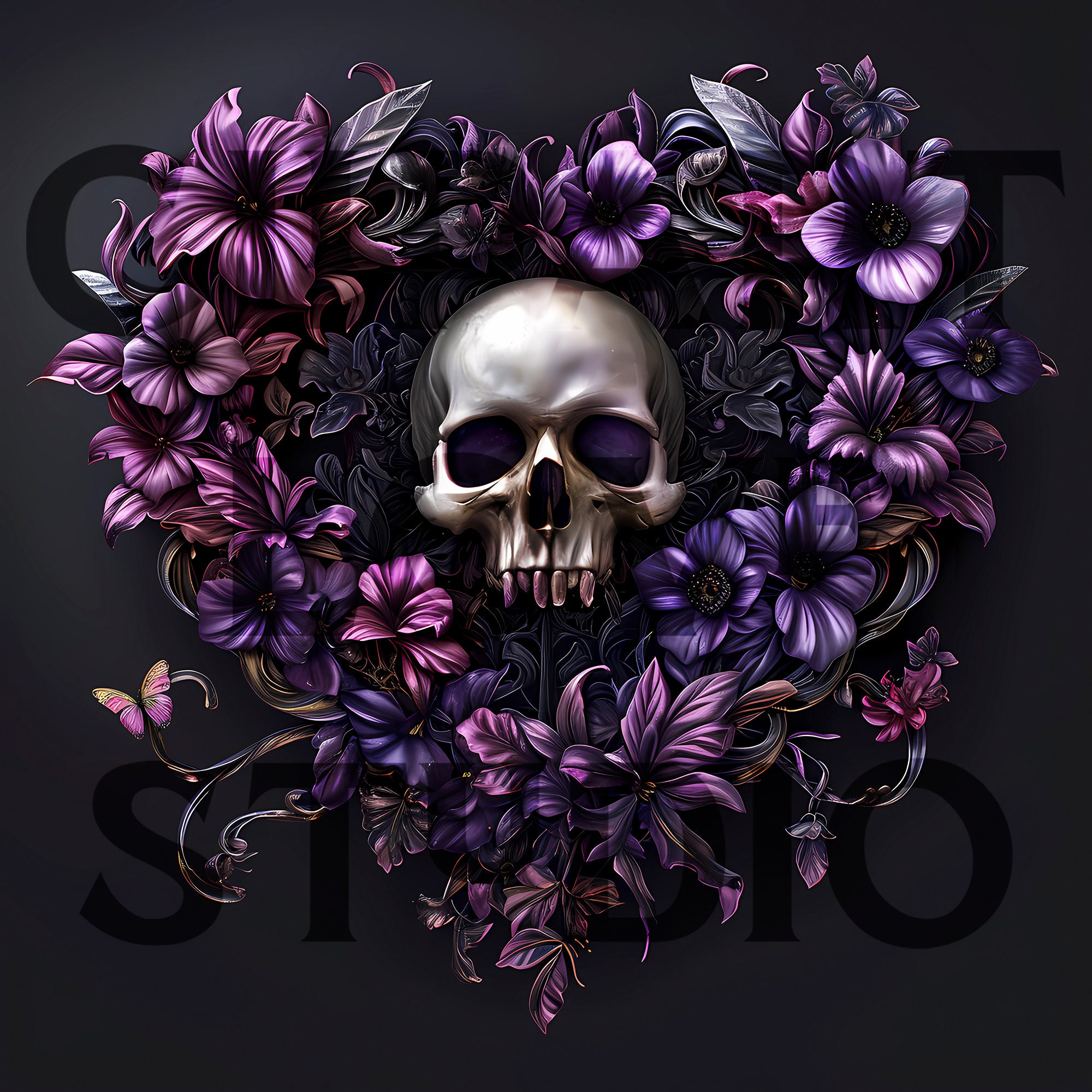 Gothic Hearts & Skulls Package 1, Clipart, 50 Digital Images in JPG ...