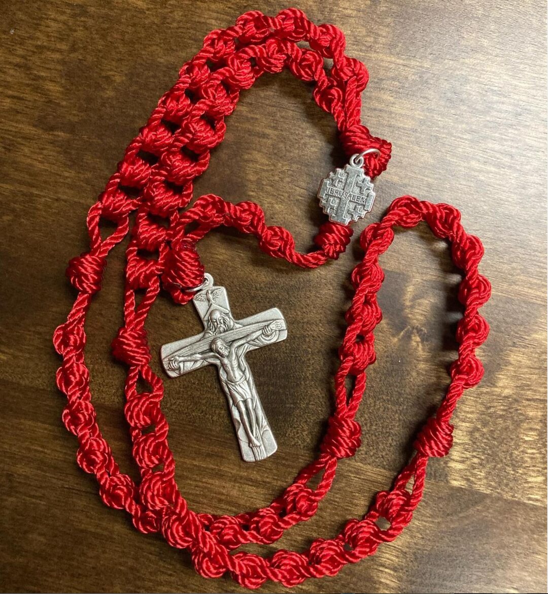 Jerusalem Cross Red Cord Ladder Rosary - Etsy