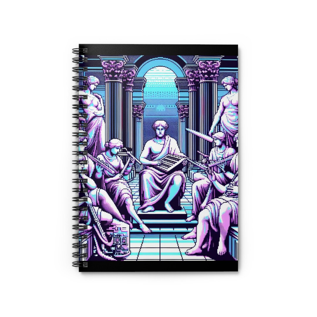 Vaporwave Roman Statues Vaporware Pixel Art Outrun Spiral Notebook ...