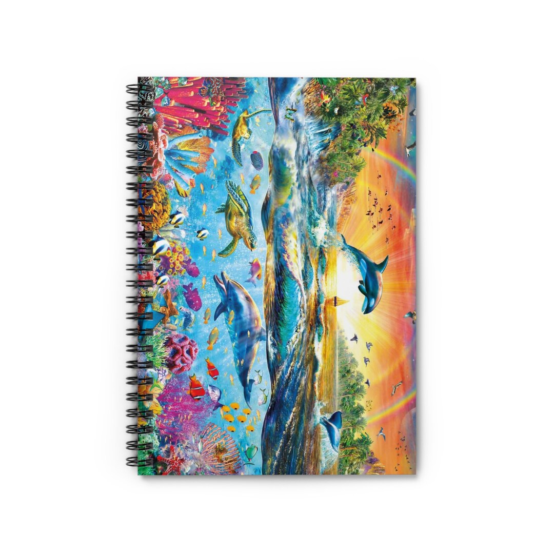 Frutiger Aero Dolphin Graphic Y2k Aesthetic Sea Animals Spiral Notebook ...